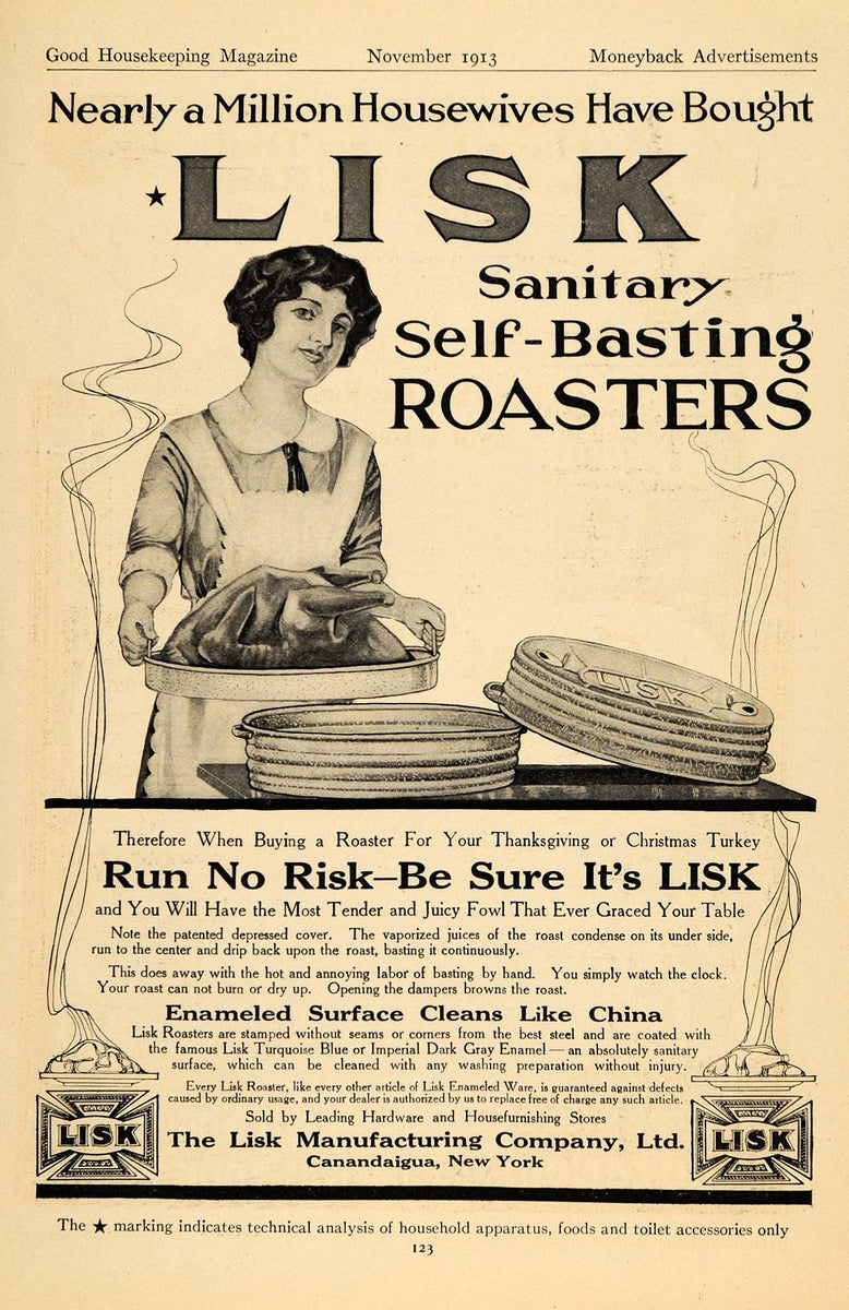 1913 Ad Lisk Mfg Self Basting Roaster Christmas Turkey - ORIGINAL GH3 ...