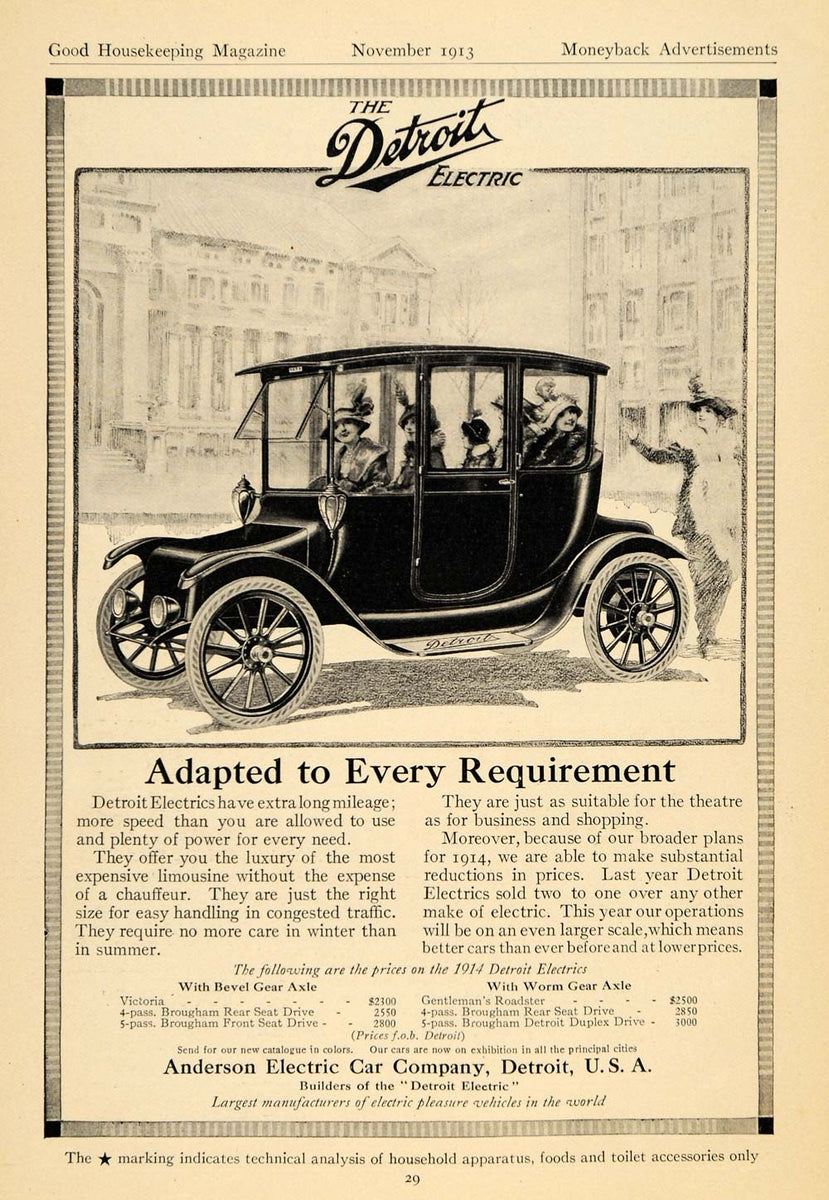 1913 Ad Anderson Electric Car Co. Detroit Roadster Auto - ORIGINAL GH3 ...