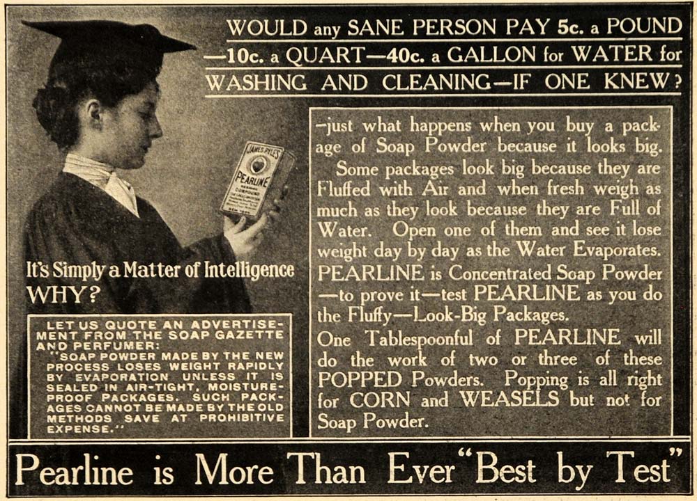 1911 Ad James Pyle Pearline Wash Health Soap Graduated Woman Graduate ...