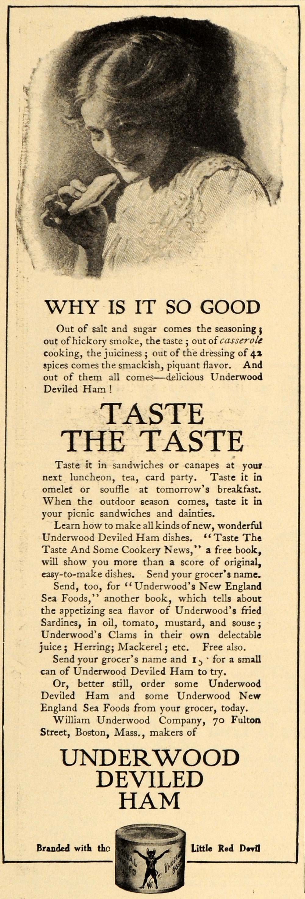 1911 Ad William Underwood Co. Deviled Ham Canned Food - ORIGINAL ADVER ...