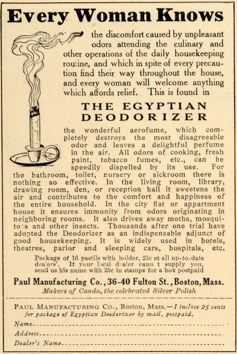 1911 Ad Paul Manufacturing Co Home Egyptian Deodorizer - ORIGINAL GH3 ...