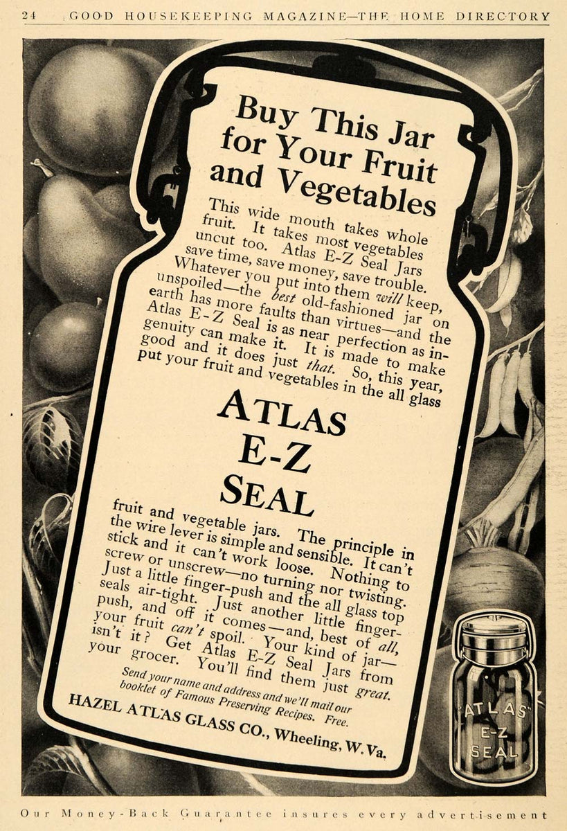 1911 Ad Hazel Atlas Glass Vegetables Fruit Wheeling Jar - ORIGINAL GH3 ...