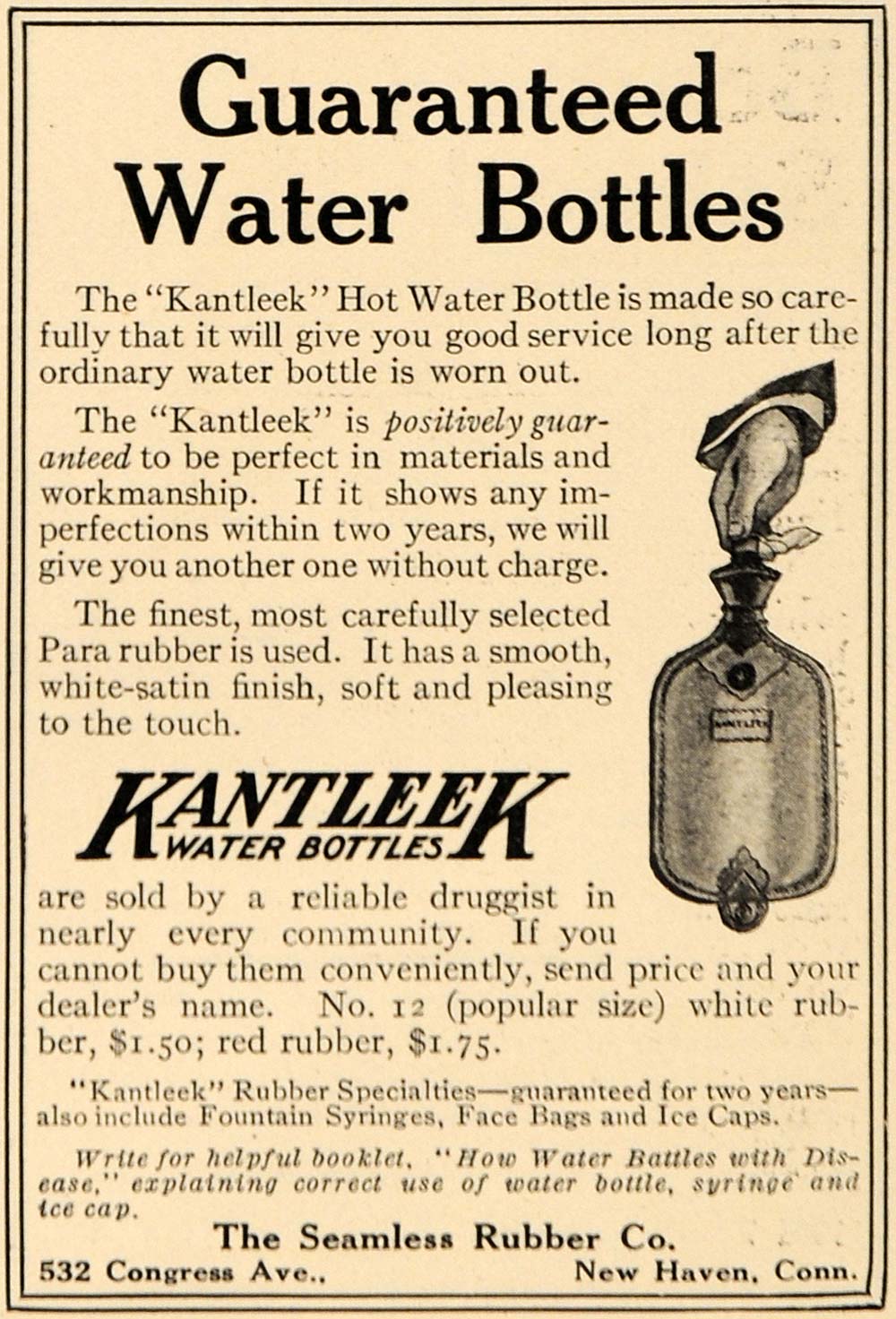 1912 Ad Kantleek Hot Water Bottle Para Seamless Rubber - ORIGINAL GH3 ...