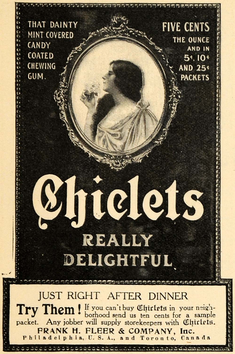 1906 Ad Frank H. Fleer Chiclets Chewing Mint Gum Price - ORIGINAL GH3 ...