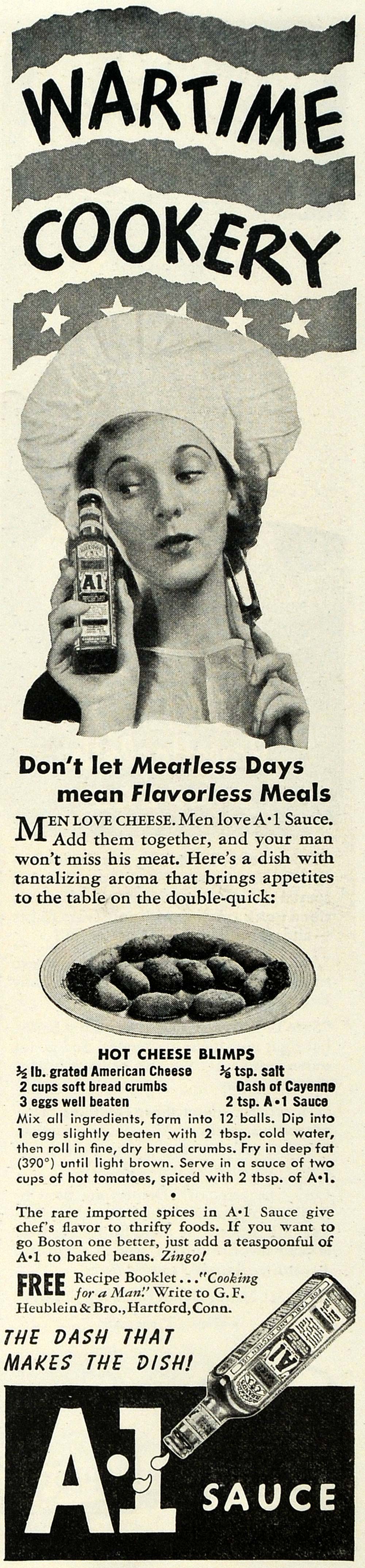 1943 Ad A1 Steak Sauce Meat Flavor Meals Wartime Food - ORIGINAL ADVER ...