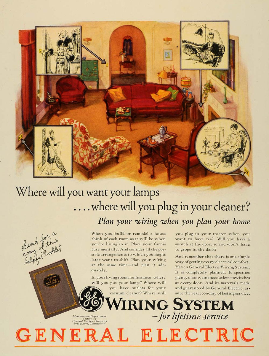 1928 Ad General Electric Wiring System Cables Home - ORIGINAL ADVERTIS ...