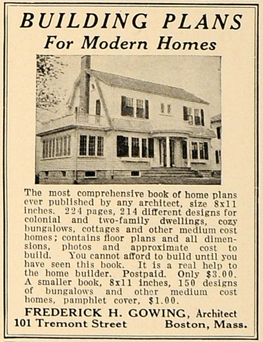 1927 Ad Frederick H Gowing Architect Building Plans - ORIGINAL ADVERTI ...