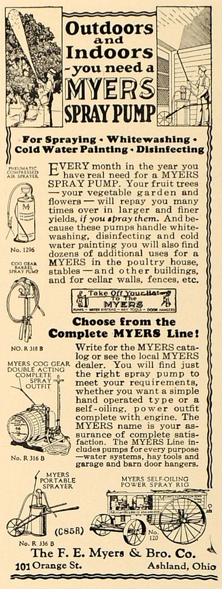 1928 Ad Myers Spray Pump Pneumatic F E Myers Brothers - ORIGINAL GHB1 ...