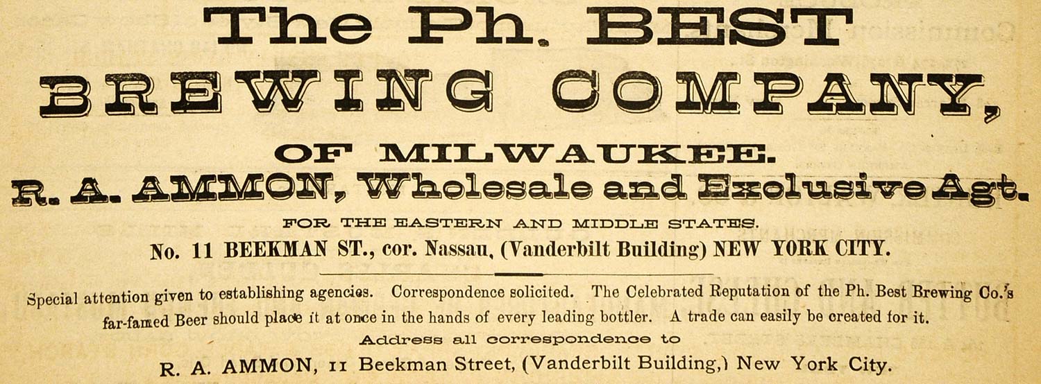 1883 Ad Brewing Company Ammon Beekman Beer Milwaukee - ORIGINAL GROC1 ...