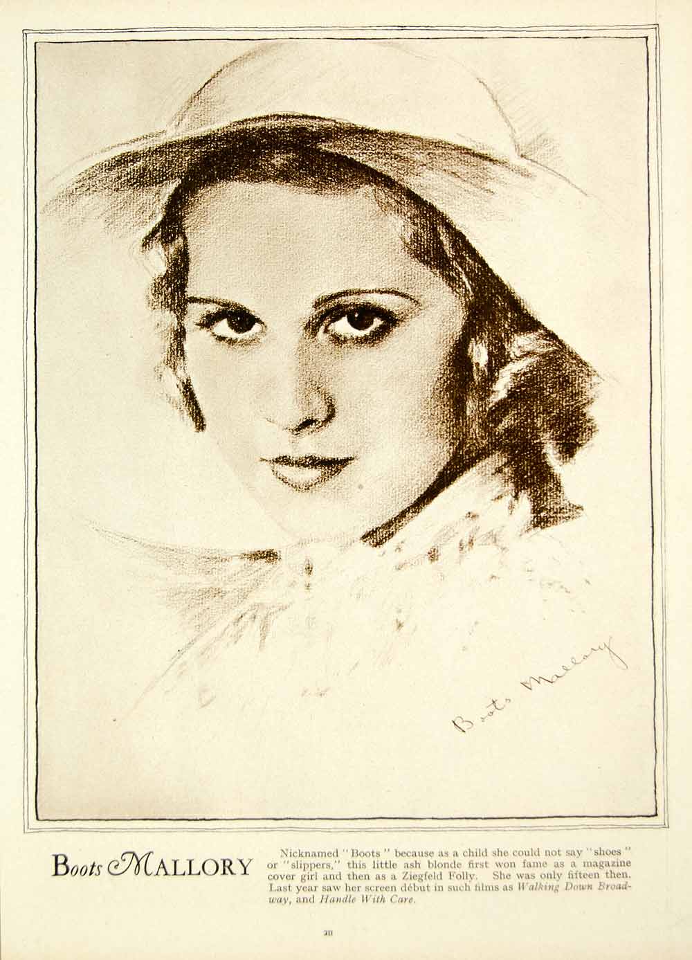 1933 Rotogravure Patricia Boots Mallory Actress Movie Portrait Hollywo ...