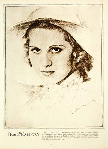 1933 Rotogravure Patricia Boots Mallory Actress Movie Portrait Hollywo ...