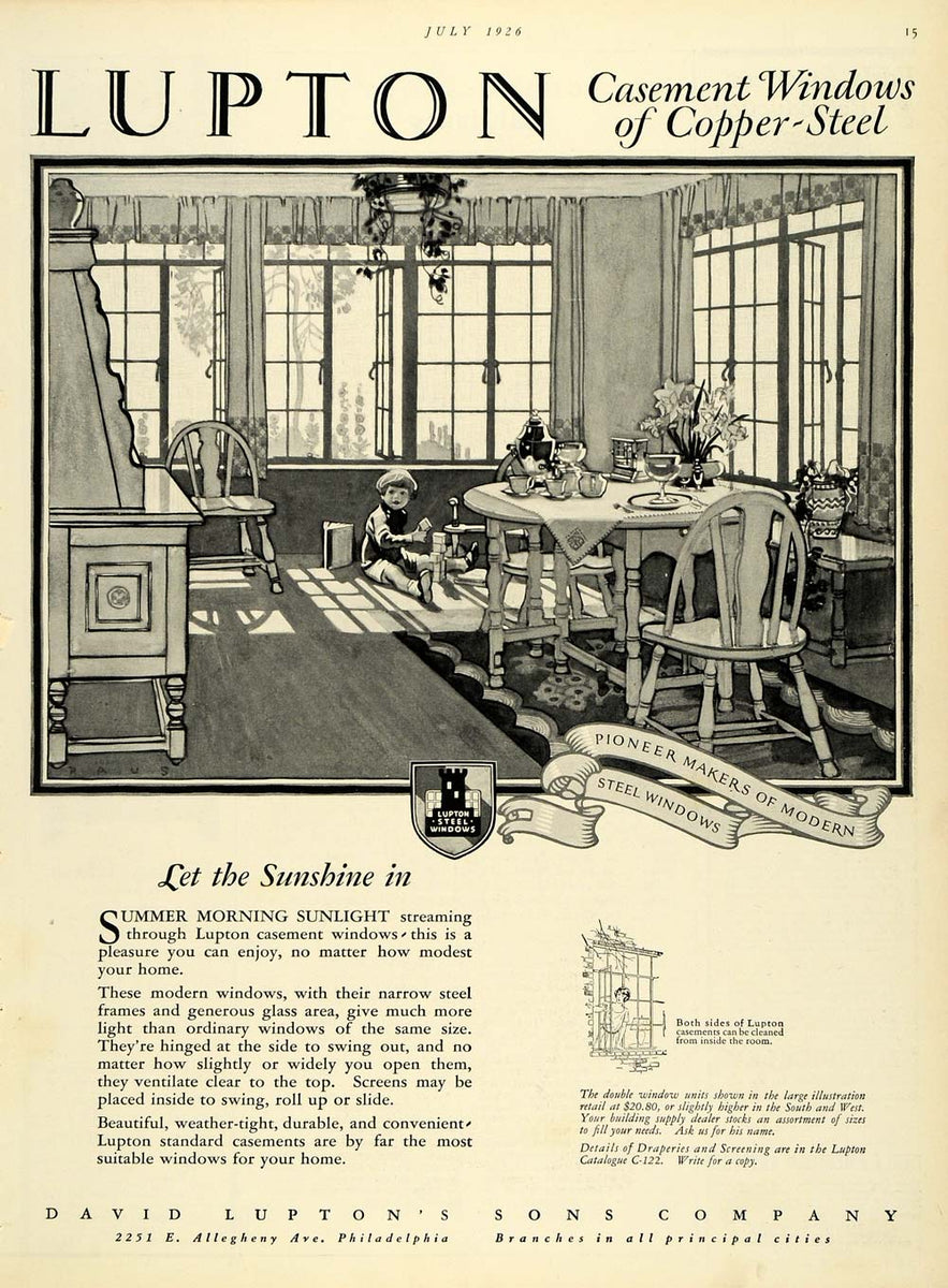 1926 Ad David Lupton Casement Windows Copper Steel Dining Room Design ...