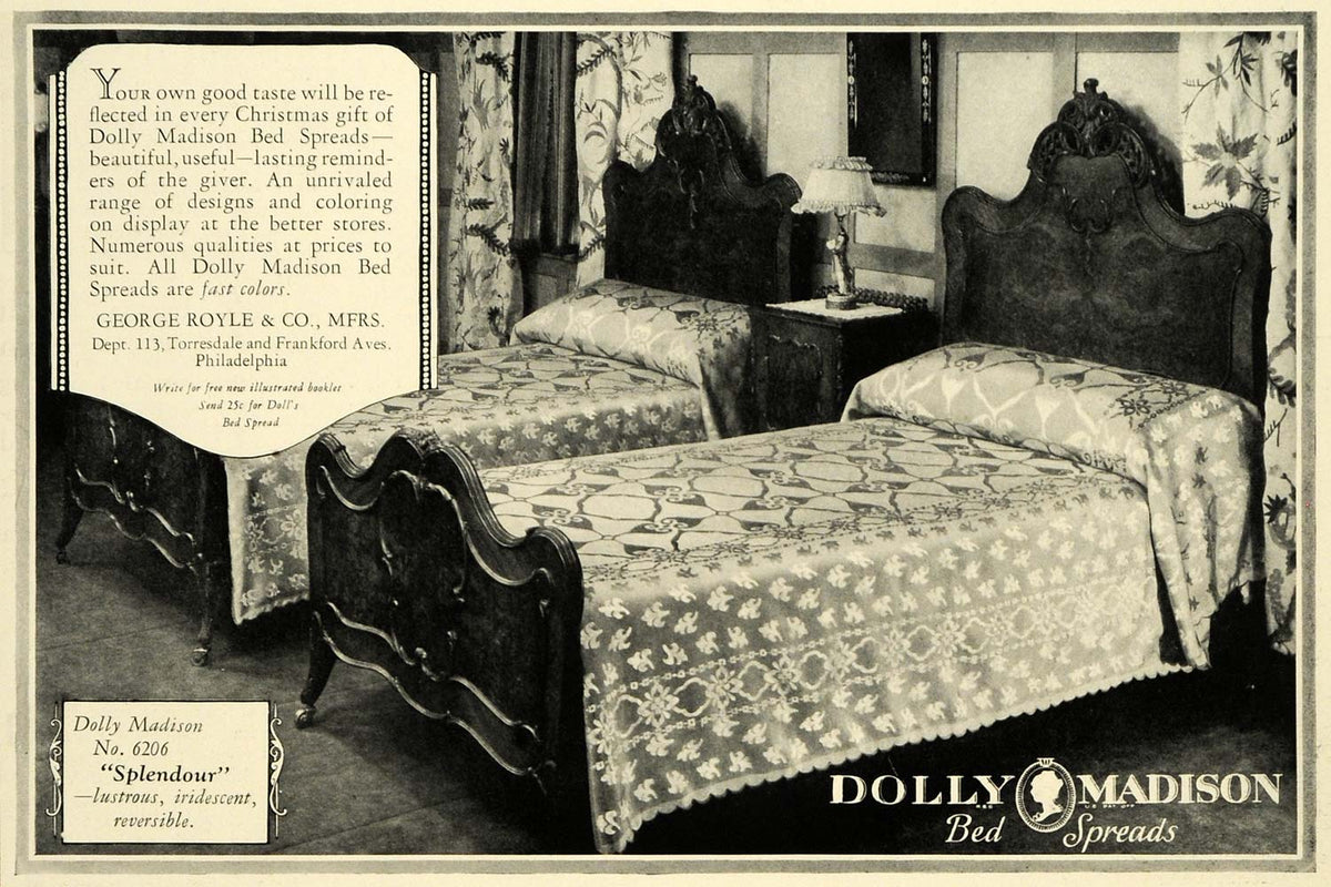 1927 Ad George Royle Dolly Madison Bed Spreads Splendour Pattern Beddi ...