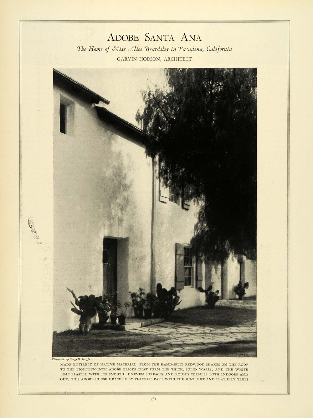 1927 Article Alice Beardsley Adobe Home Pasadena CA. Garvin Hodson HB3 ...