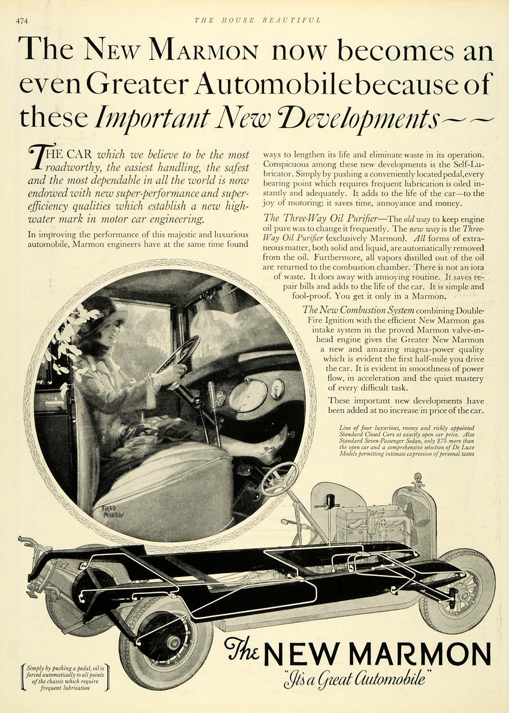 1925 Ad Chassis Automobile Woman Driving Marmon Car Motor Vehicle Vint ...