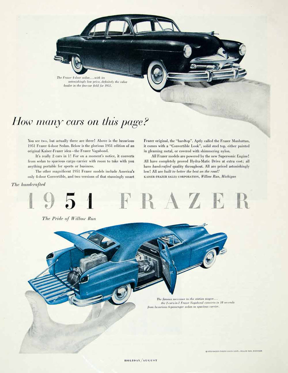 1950 Ad Frazer Sedan Vagabond Kaiser Michigan Willow Run Travel HDL2 ...