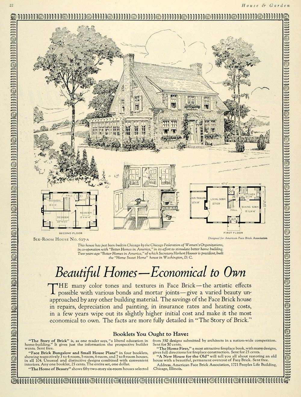 1925 Ad Home Bungalow House Plan Chicago Herbert Hoover - ORIGINAL HG1 ...
