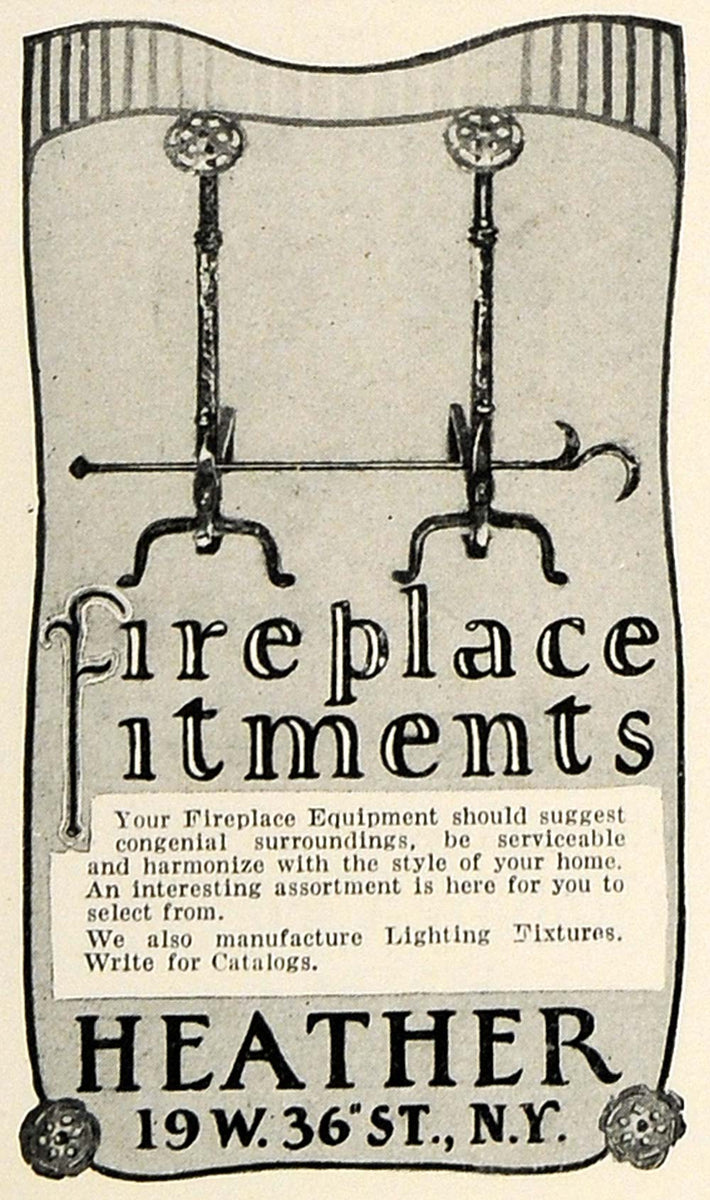1925 Ad Fireplace Fitment Heather Home Decor Lighting - ORIGINAL ADVER ...