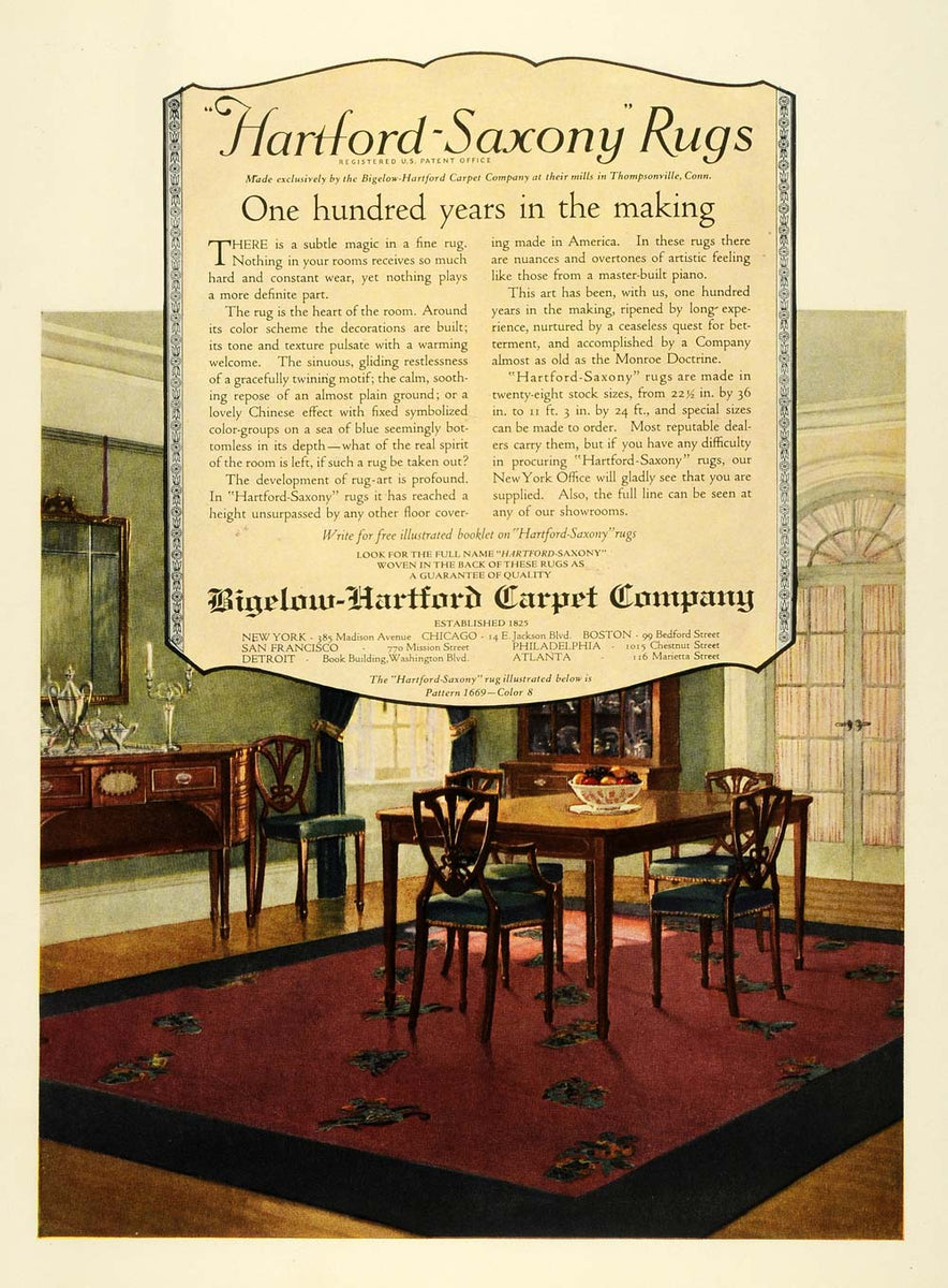 1925 Ad Bigelow-Hartford Saxony Floor Rugs Home Decor - ORIGINAL ADVER ...