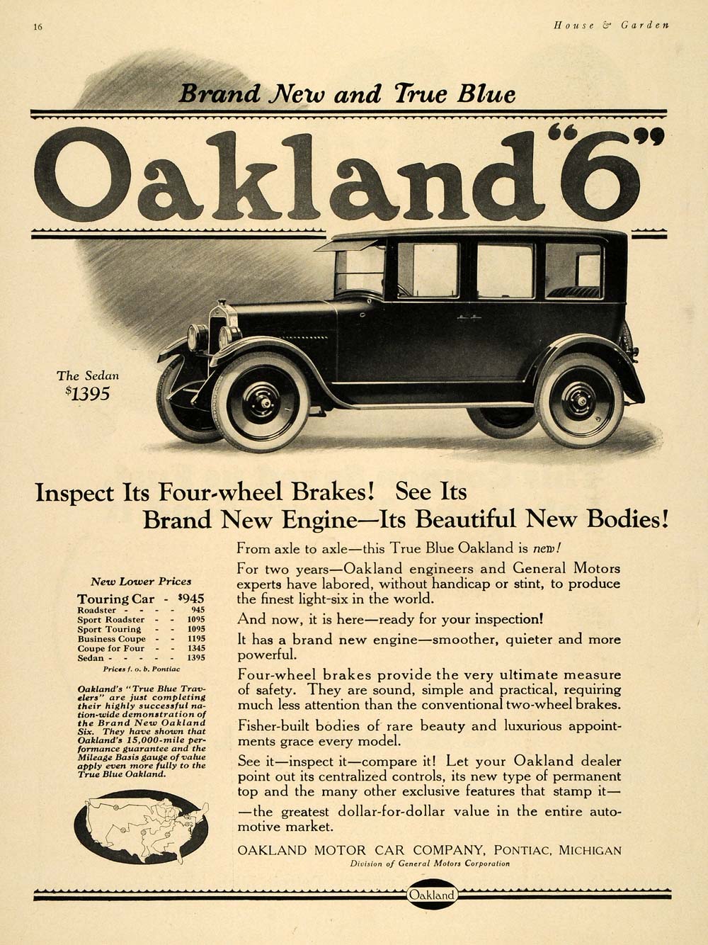1923 Ad Oakland 6 Motor Car Automobile Engine Pontiac - ORIGINAL ADVER ...