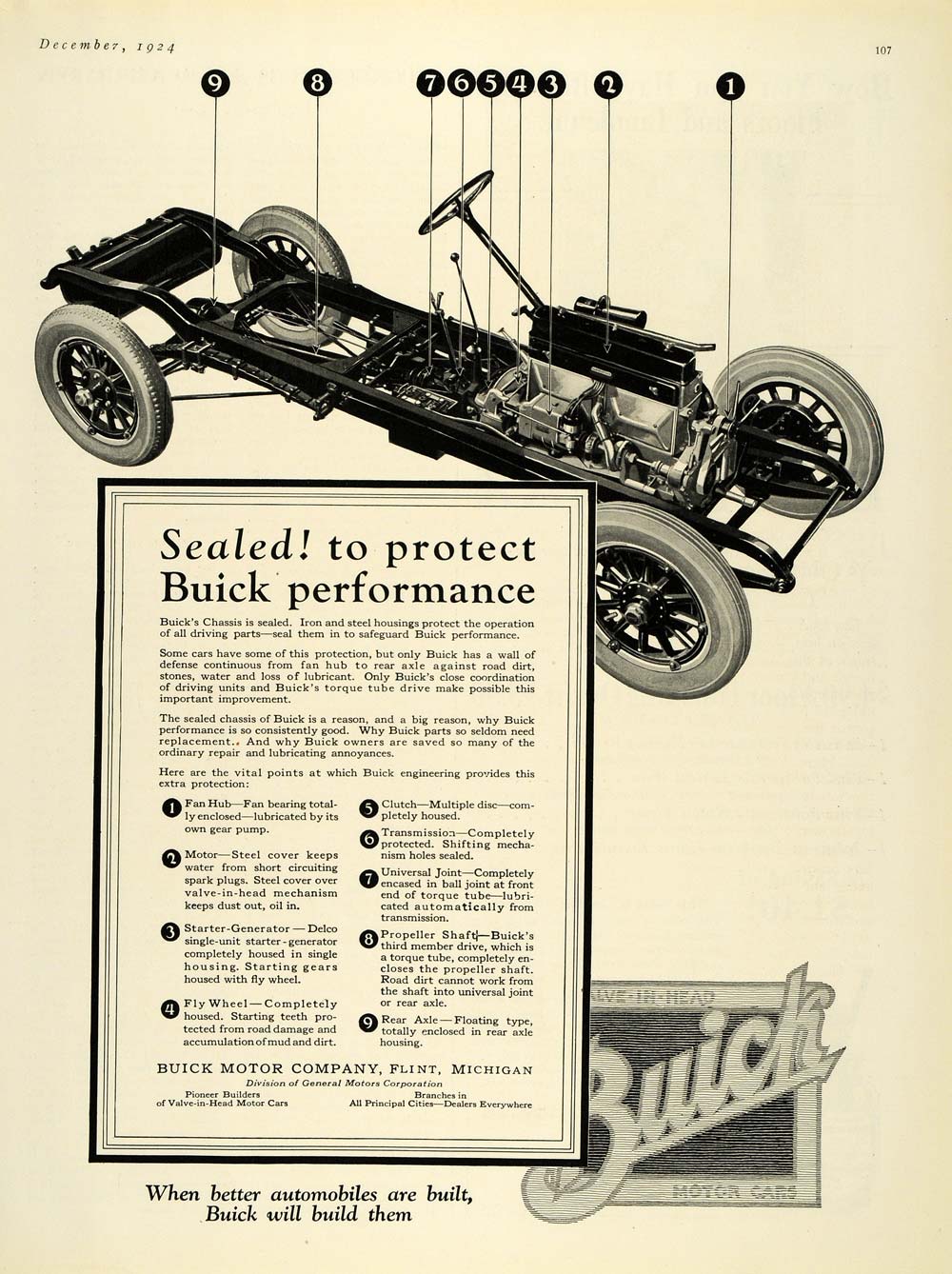 1924 Ad Buick Motor Cars Flint Michigan Chassis Engine - ORIGINAL HG1 ...