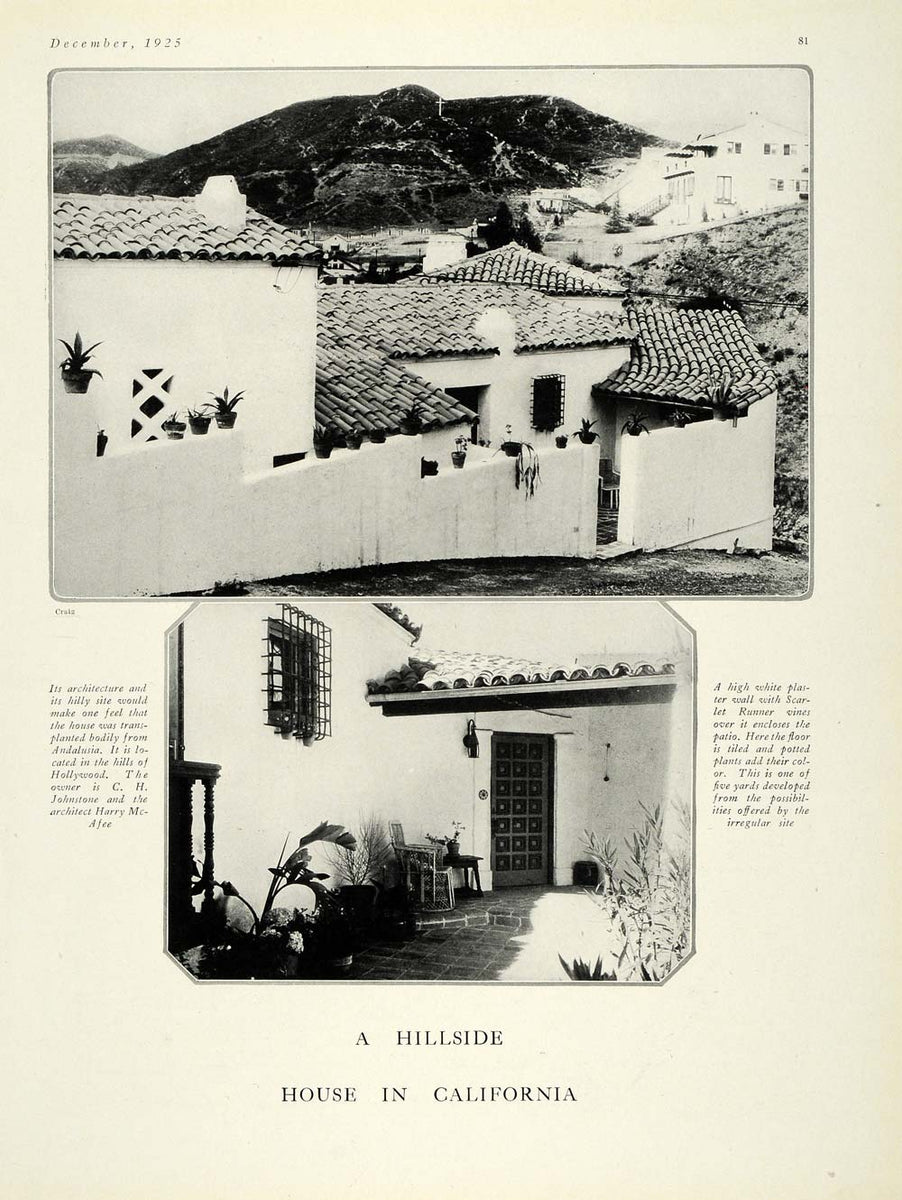 1925 Article California House Architecture Harry McAfee - ORIGINAL HG1 ...