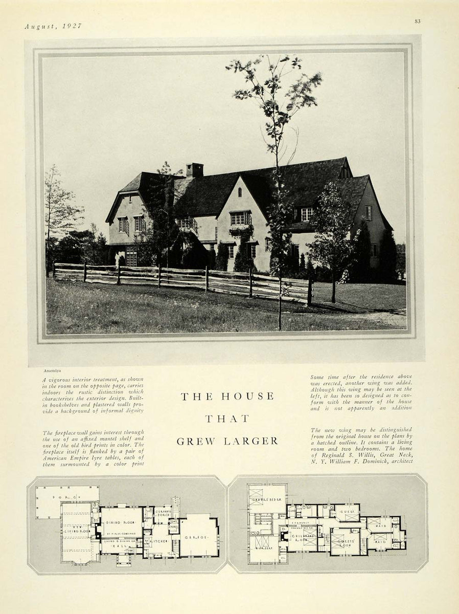 1927 Print Reginald Willis Home Great Neck Architecture NY William F H ...