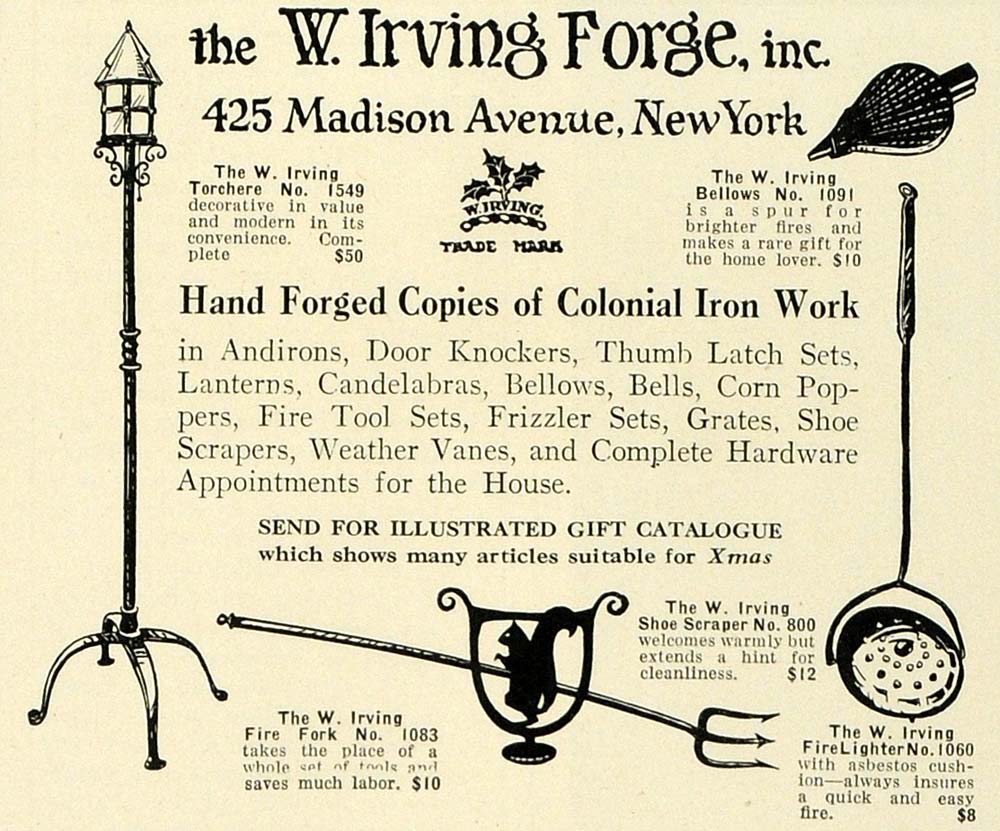 1924 Ad W. Irving Force Colonial Iron Work Home Decor 425 Madison Ave ...
