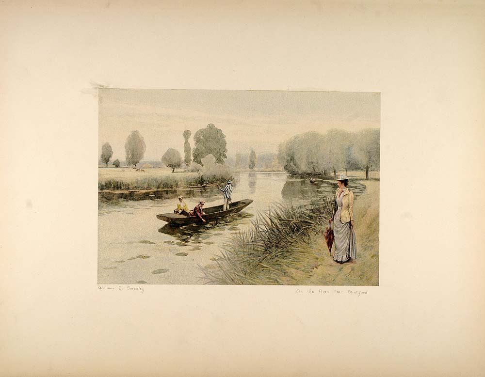 1892 Lithograph Boat River Stratford-on-Avon England - ORIGINAL HHS1 ...