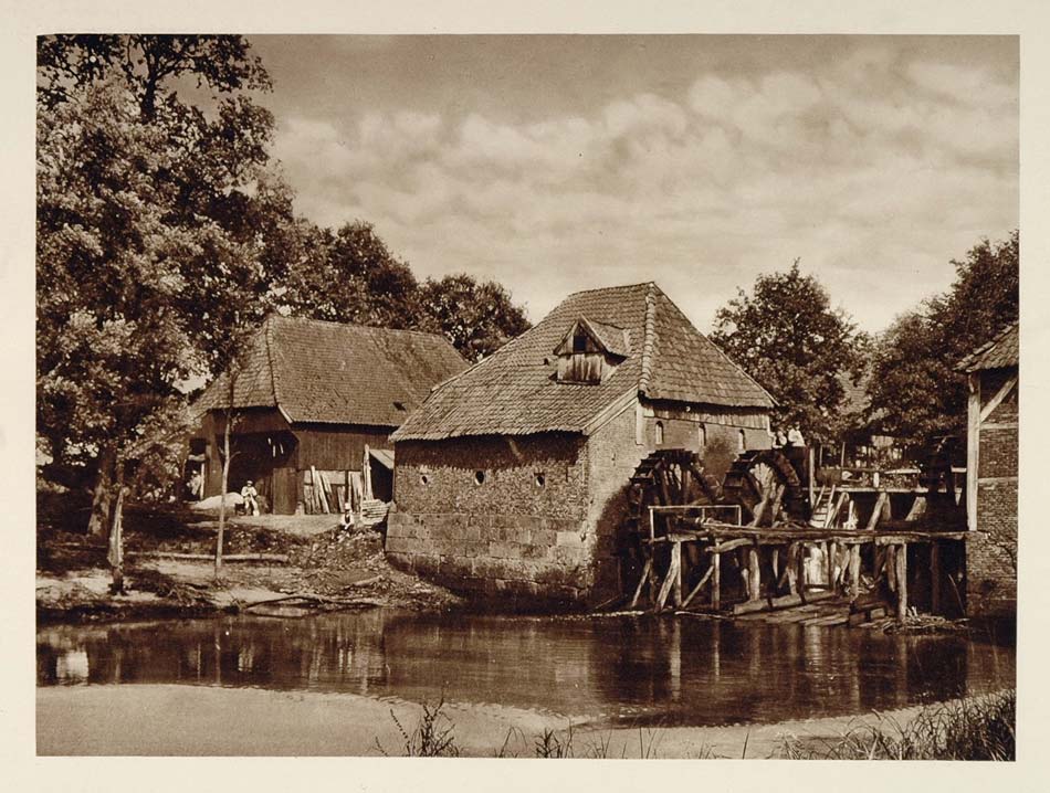 c1930 Watermill Mill Haaksbergen Holland Photogravure - ORIGINAL PHOTO ...