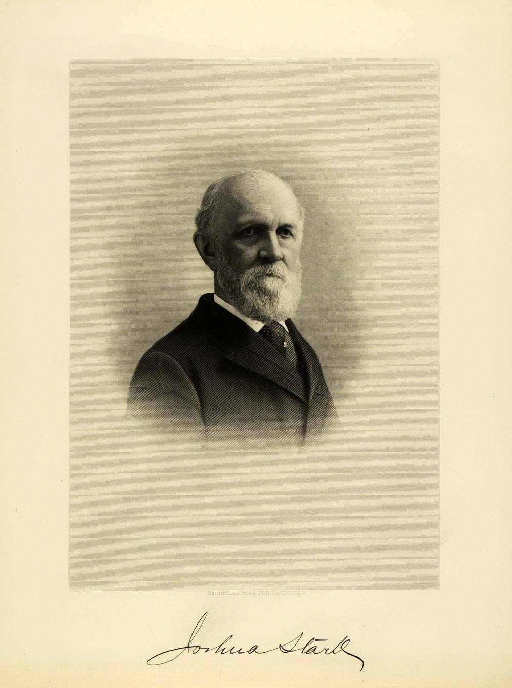 1895 Steel Engraving Portrait Joshua Stark Attorney Milwaukee St Louis ...