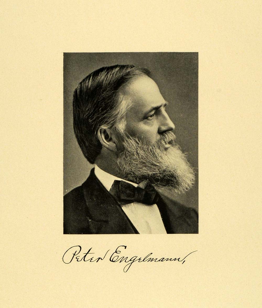 1895 Steel Engraving Portrait Peter Engelmann University Milwaukee Sch ...