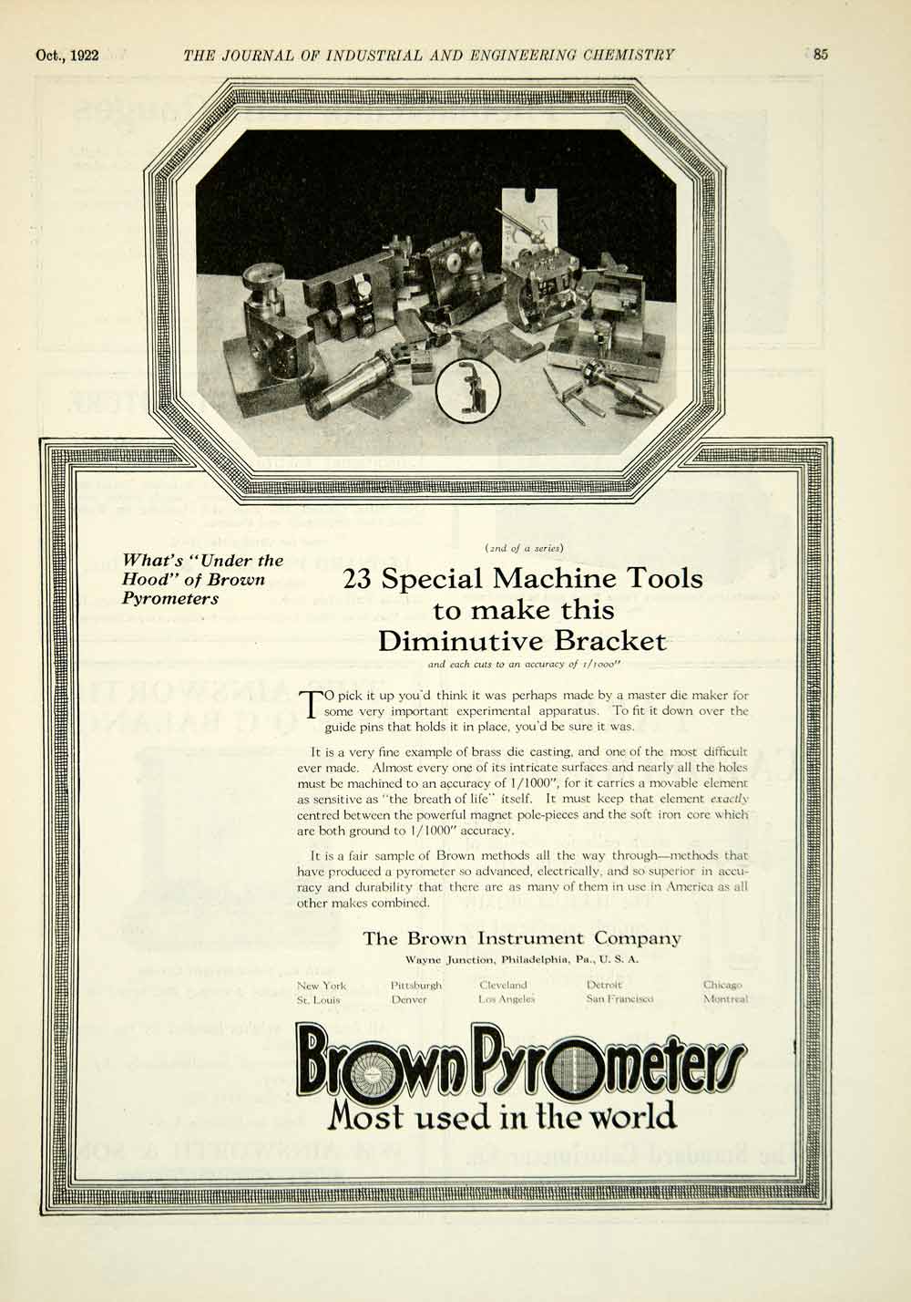 1922 Ad Brown Instrument Pyrometer Science Laboratory Equipment Chemis ...