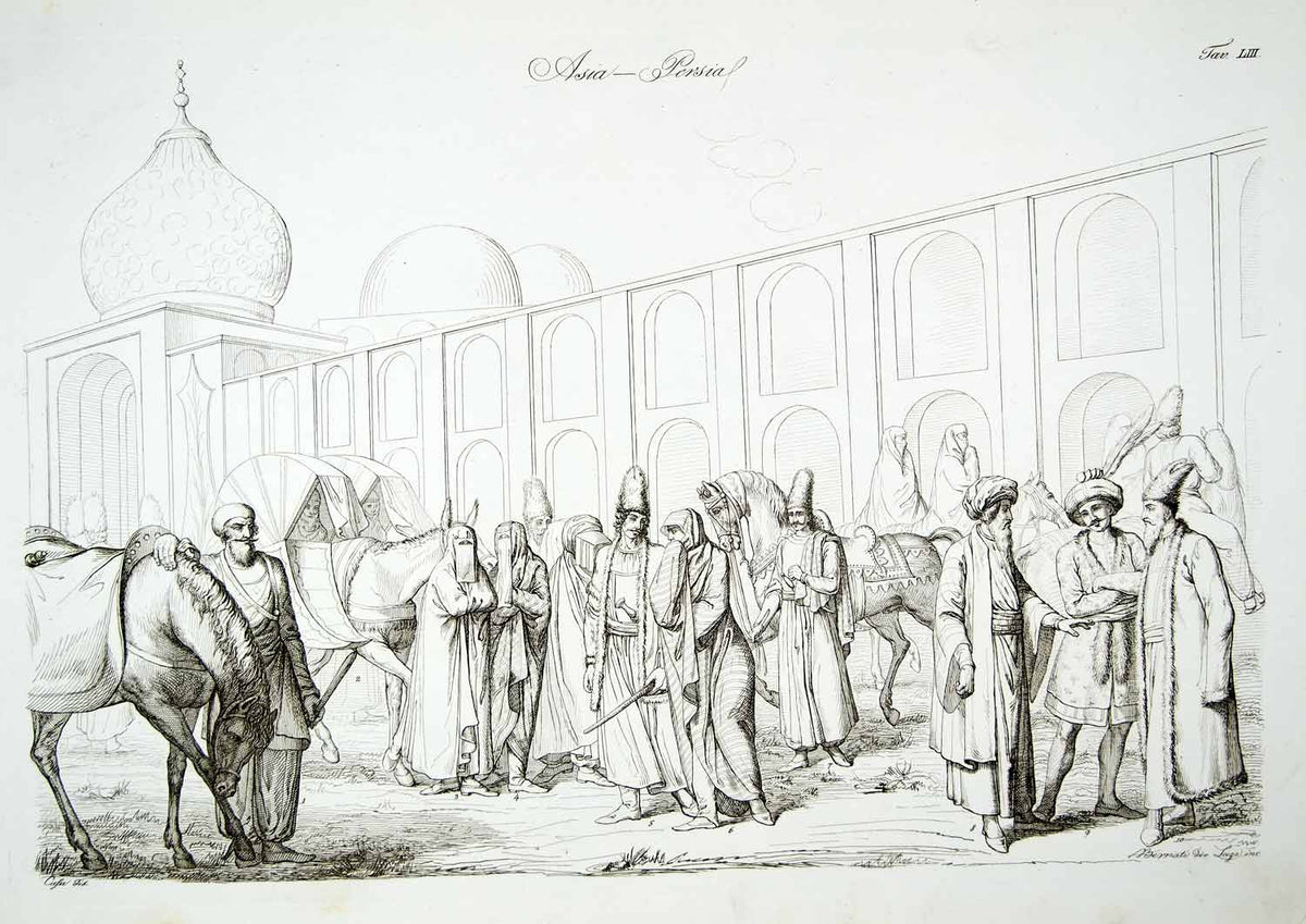1843 Copper Engraving Giacomo Casa Art Persian Turkish Nobles Costume ...
