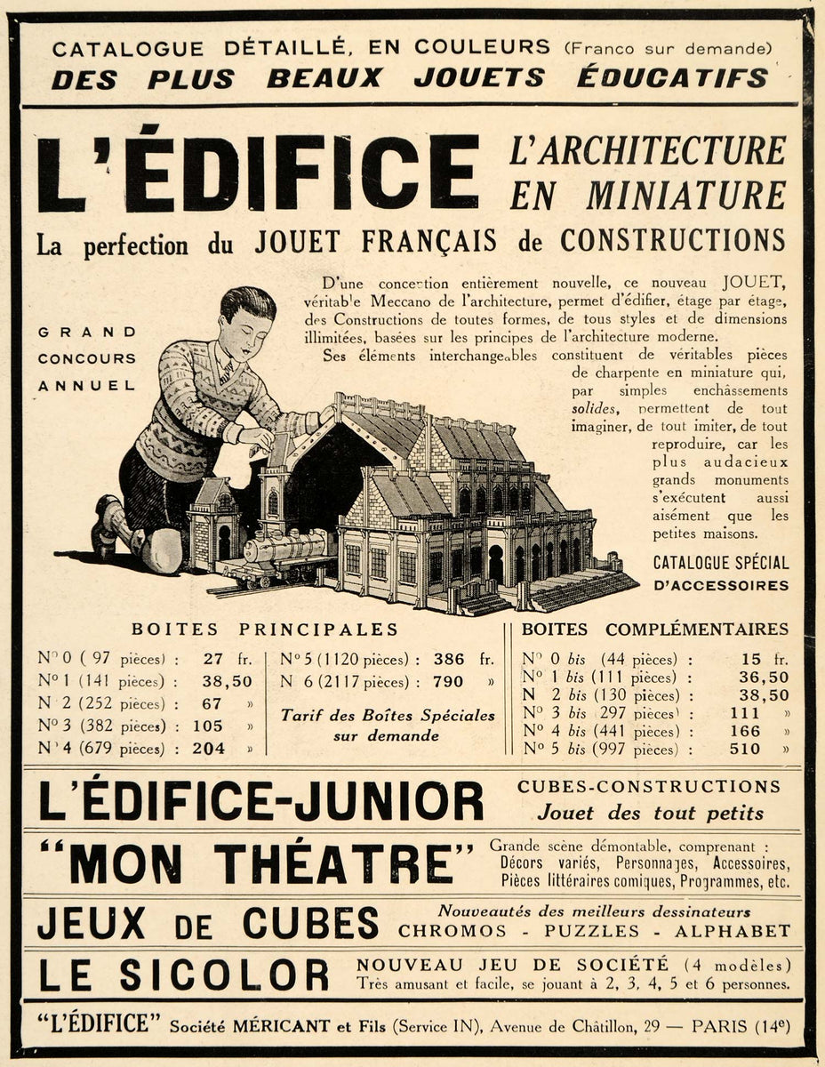 1929 Ad French Model Building Toys Architecture Mini - ORIGINAL ADVERT ...