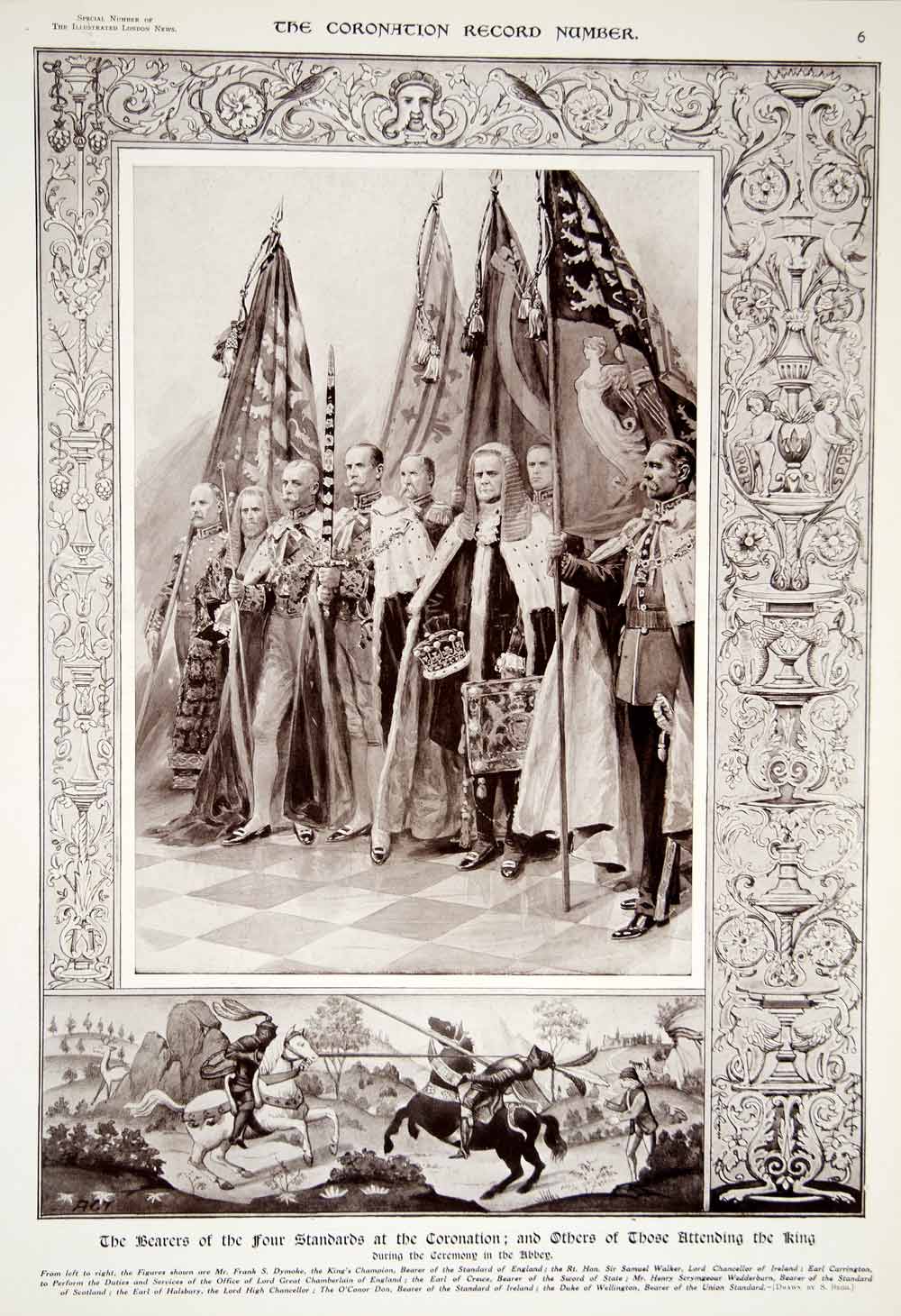 1911 Print Samuel Begg Art Standard Bearers Coronation King George V R ...