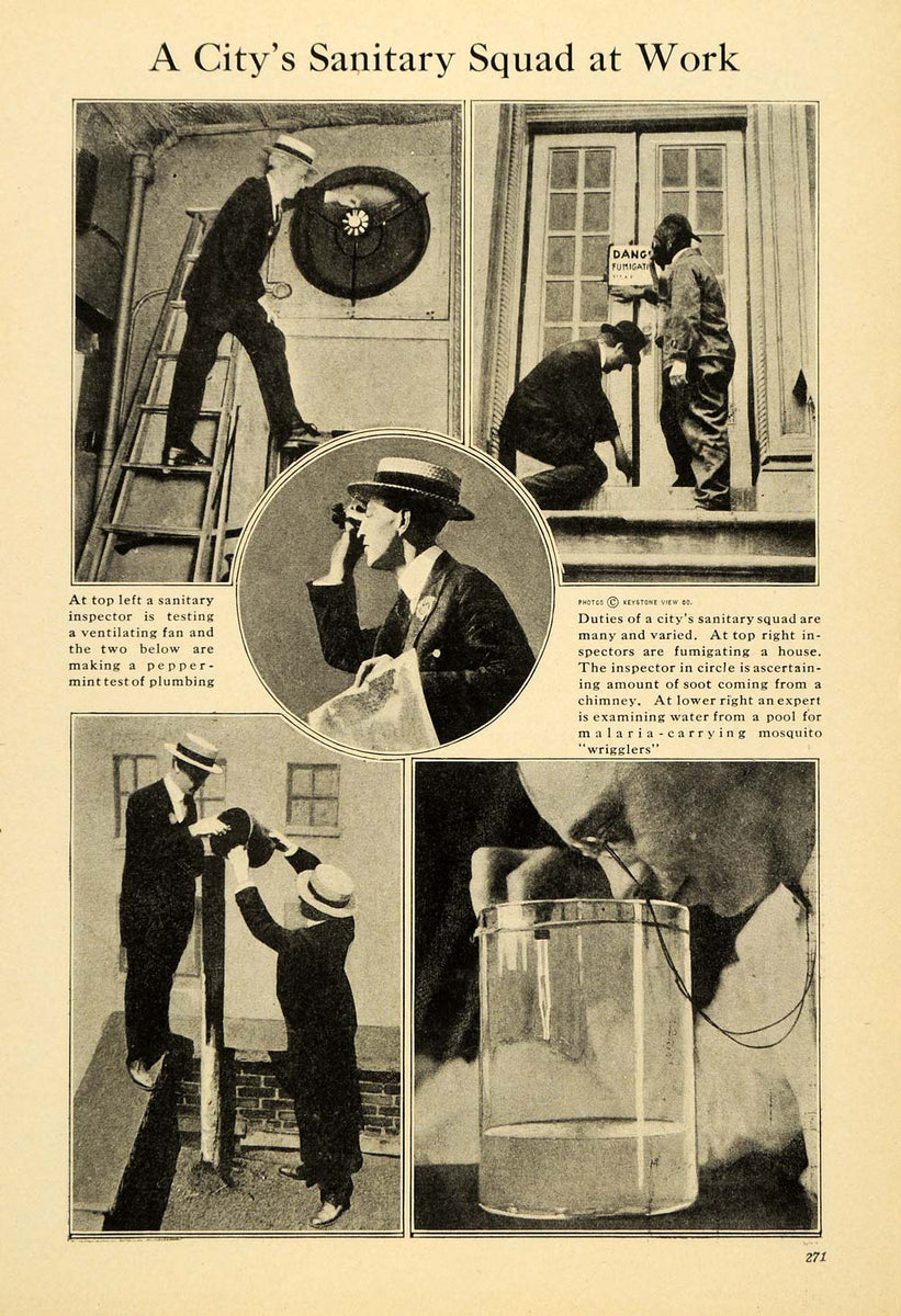 1920 Print Sanitary Squad Inspector Mosquito City Town ORIGINAL HISTOR ...