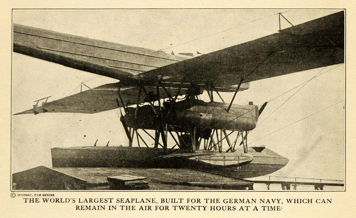 1920 Print Seaplane German Navy Air World's Largest Fly ORIGINAL HISTO ...