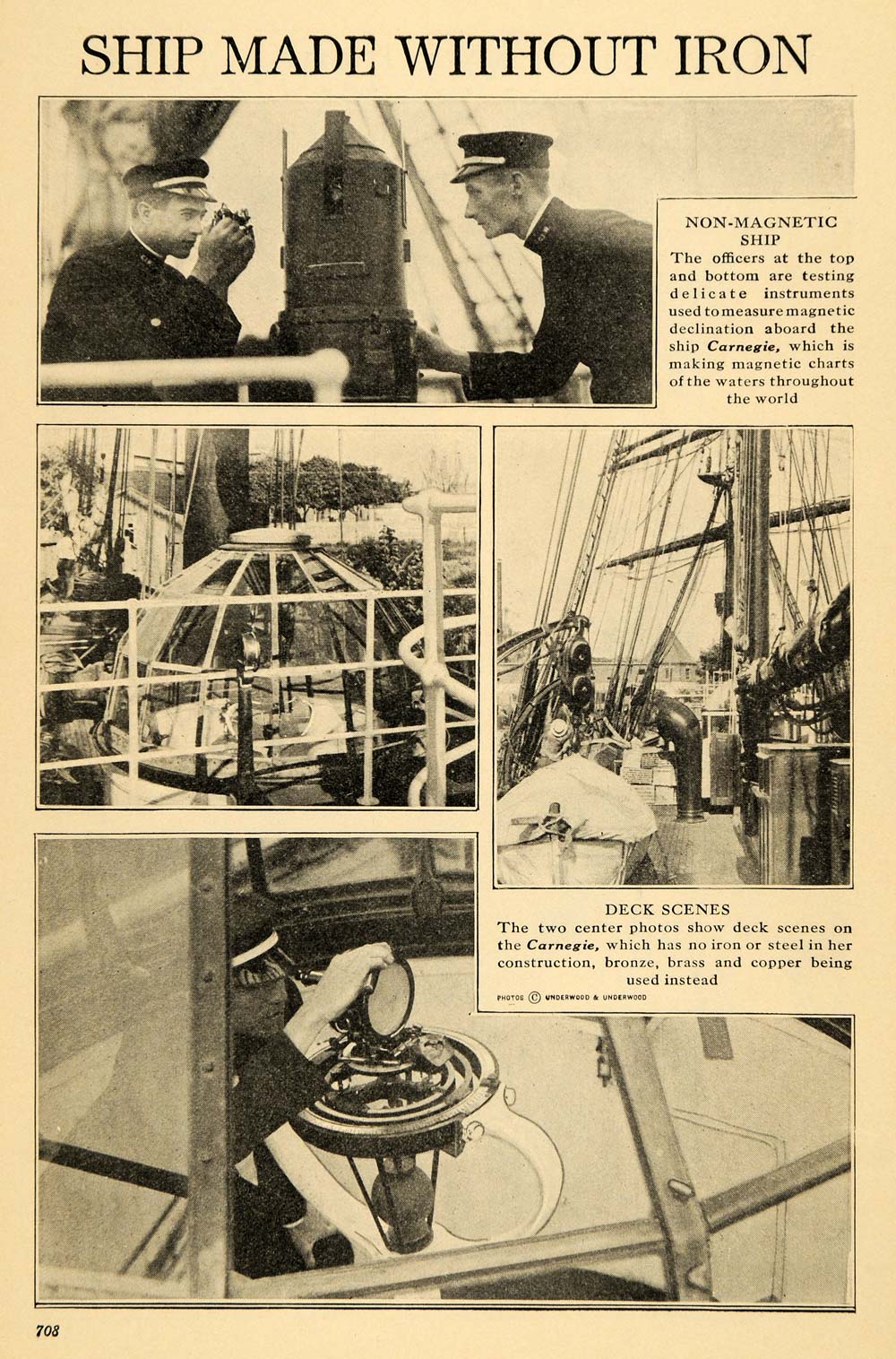 1920 Print Ship Deck Officer Carnegie Ocean Liner Boat ORIGINAL HISTOR ...