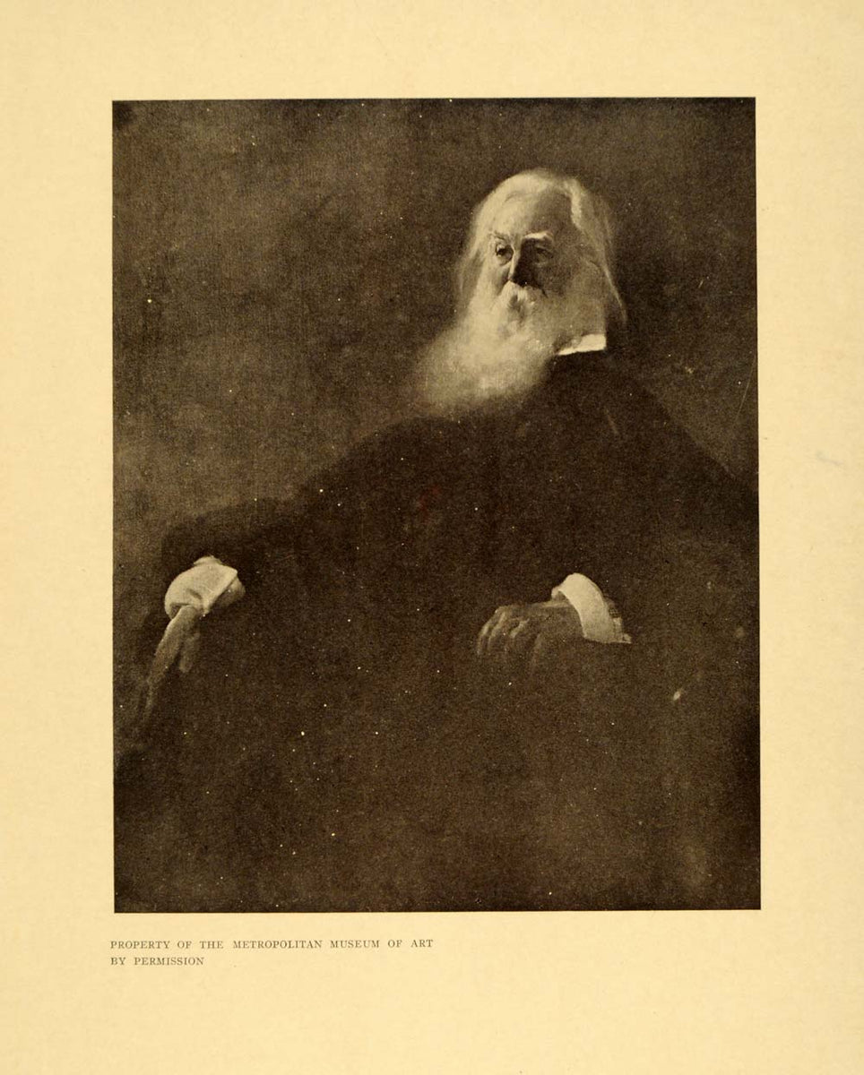 1908 Print Walt Whitman Museum Art Beard Hair Cloak Man ORIGINAL HISTO ...