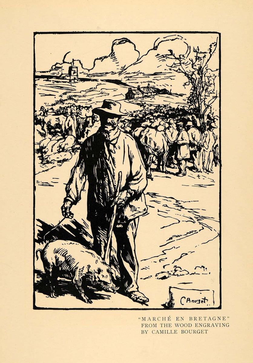 1911 Print Marche En Bretagne Camille Bourget Farming - ORIGINAL HISTO – Period Paper Historic ...