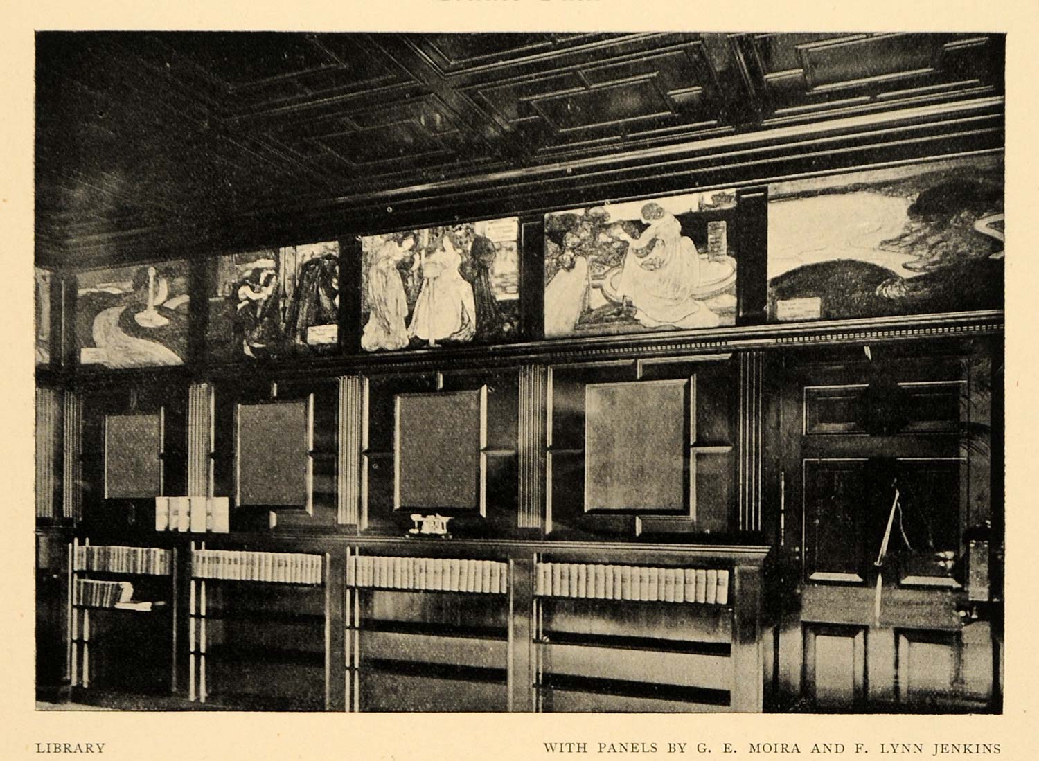 1899 Print Library Panels Books Paintings Women Moira ORIGINAL HISTORI ...