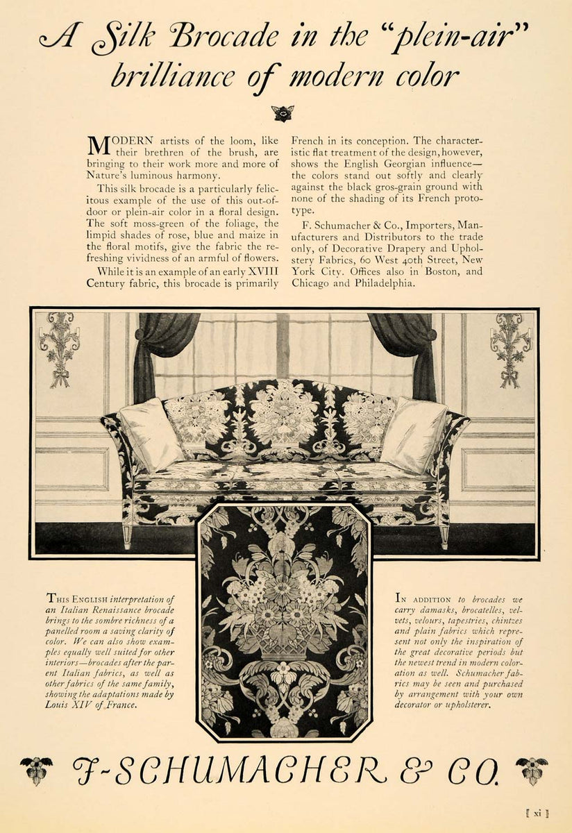 1925 Ad Furniture Fabric Silk Design Couch English Art - ORIGINAL INS2 ...