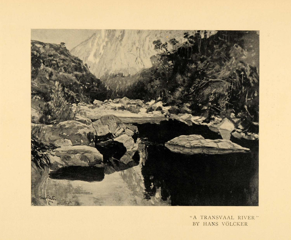 1908 Print Transvaal River Volcker Water Rocks Mountain ORIGINAL HISTO ...