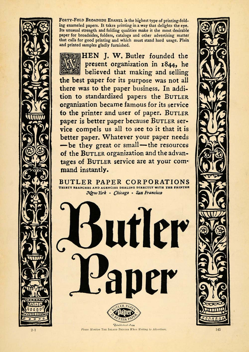 1921 Ad Butler Paper Corp. Enameled Papers New York - ORIGINAL ADVERTI ...