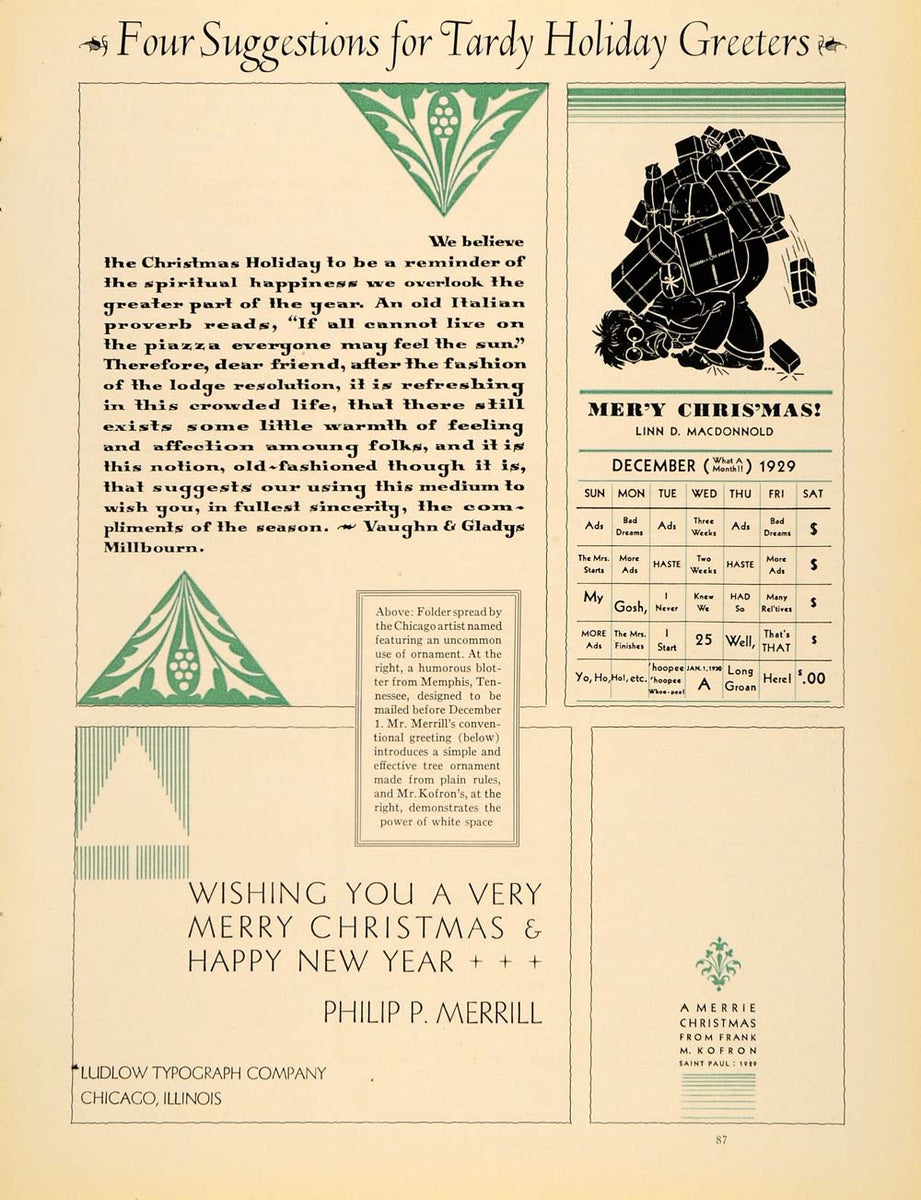 1930 Print Holiday Christmas Tardy Greeting Card Season - ORIGINAL IPR ...