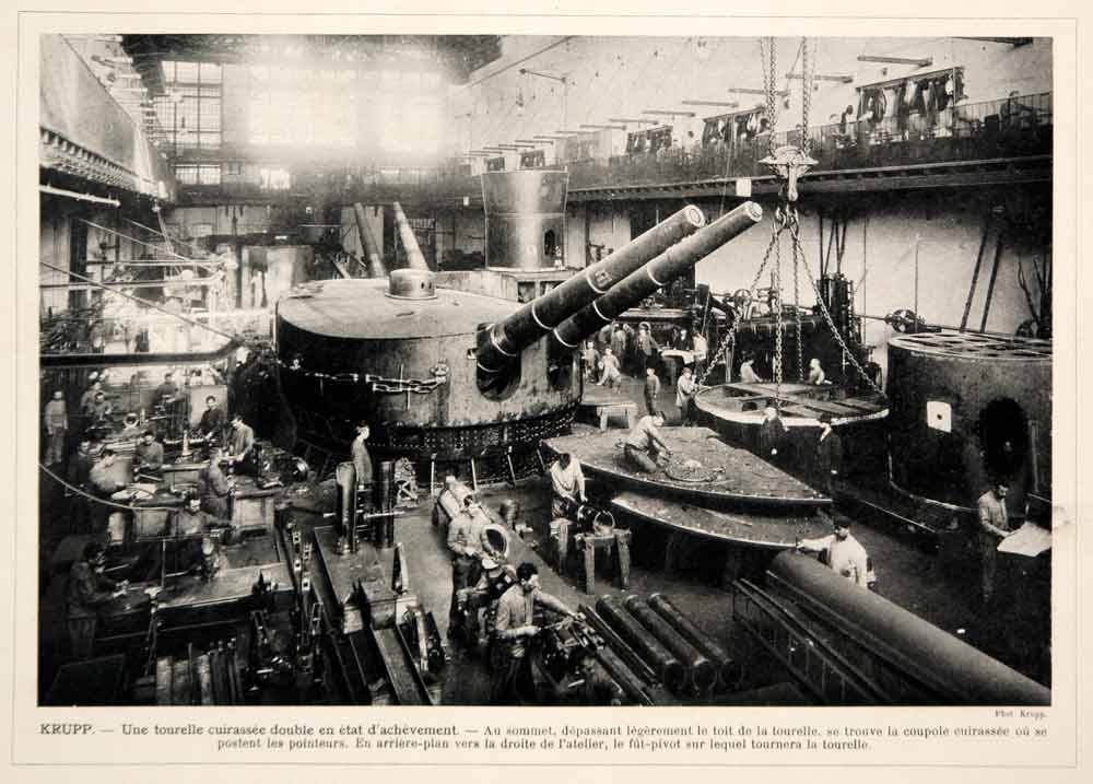 1914 Print Krupp Factory Kiel Germany Armored Tank Turret Gun Armament ...
