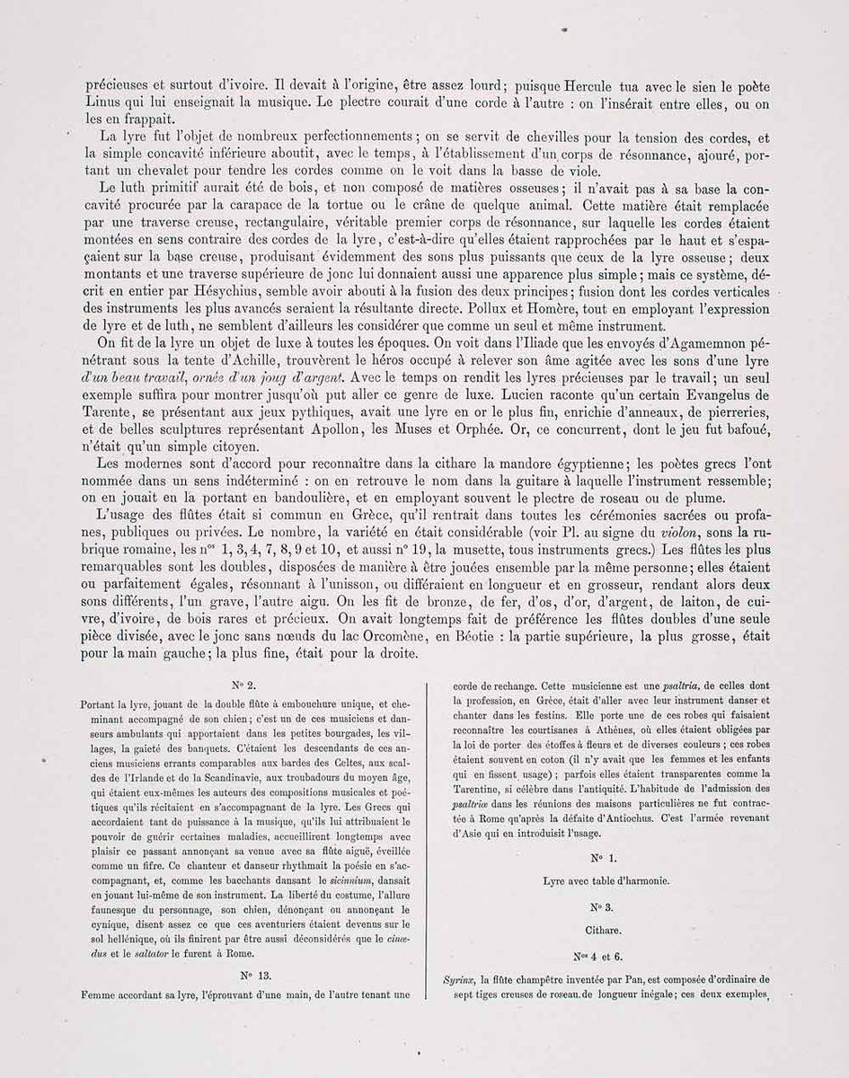 1888 Chromolithograph Ancient Greece Lyre Lute Harp Music Panpipe Cost ...