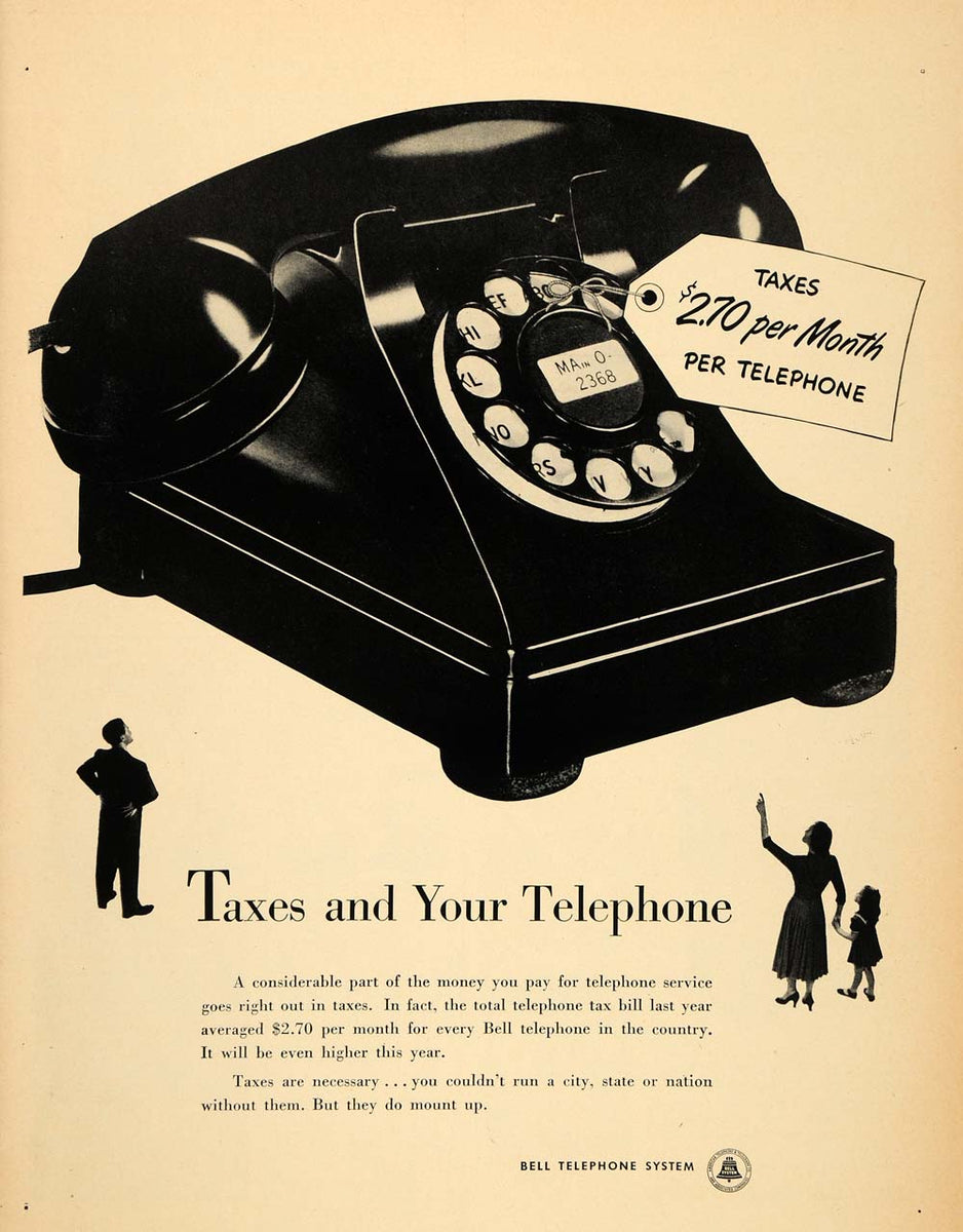 1952 Ad Telephone Taxes Bell System Family AT&T Month - ORIGINAL ADVER ...