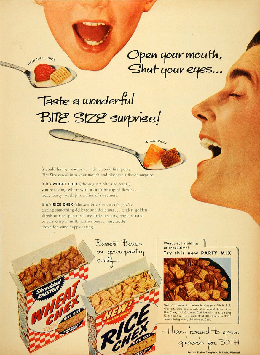 1946 Ad Wheat Rice Chex Cereal Ralston Purina Party Mix - ORIGINAL LF3 ...